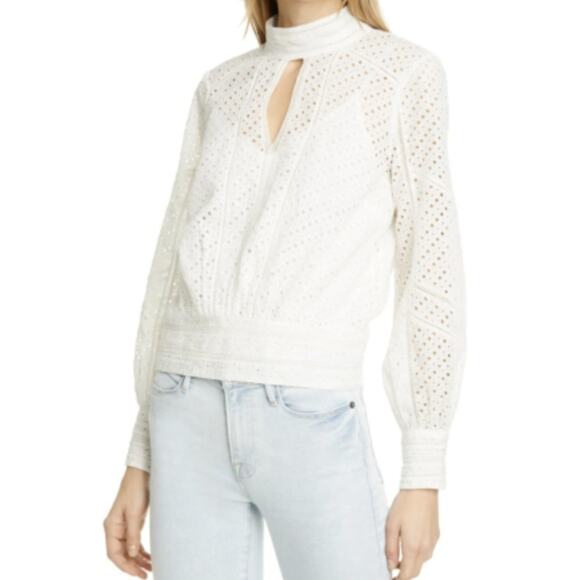 Frame Denim | Tops | Frame Eyelet Lace Party Top Large Euc | Poshmark